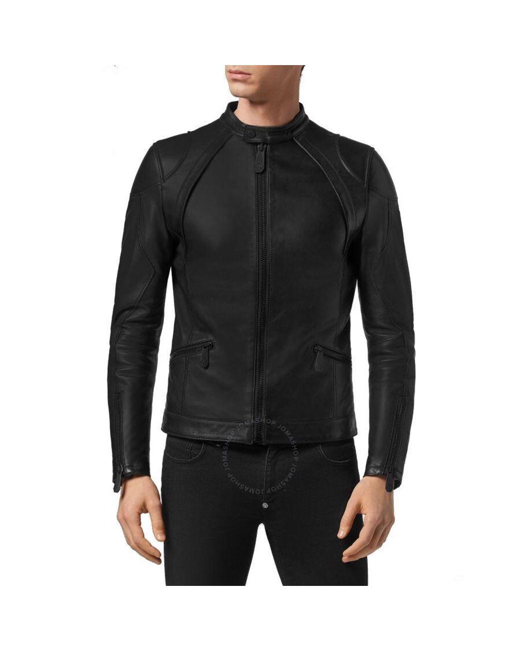 Philipp Plein Iconic Leather Moto Jacket in Black for Men | Lyst