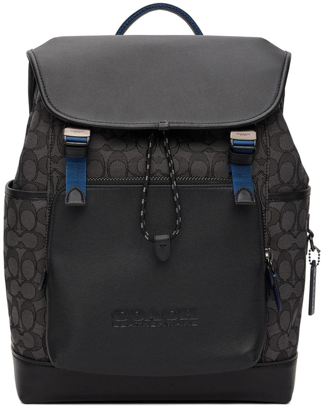 COACH Signature Jacquard League Flap Backpack in Black for Men | Lyst