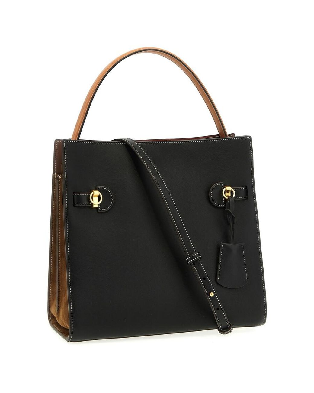 Tory Burch Lee Radziwill Double Bag in Black | Lyst