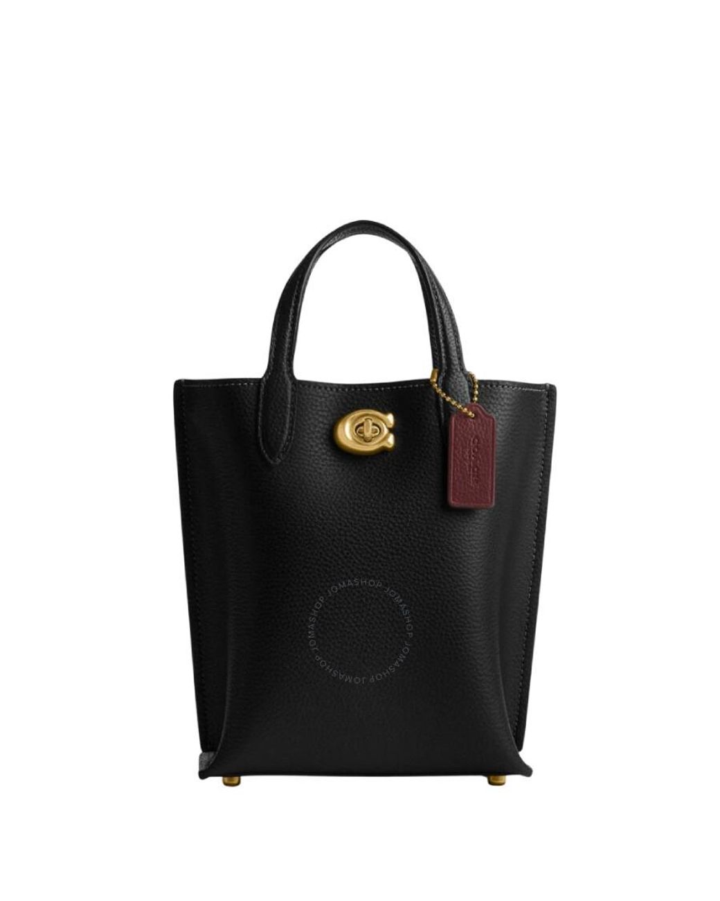 COACH Turnlock Leather Willow Tote in Black | Lyst