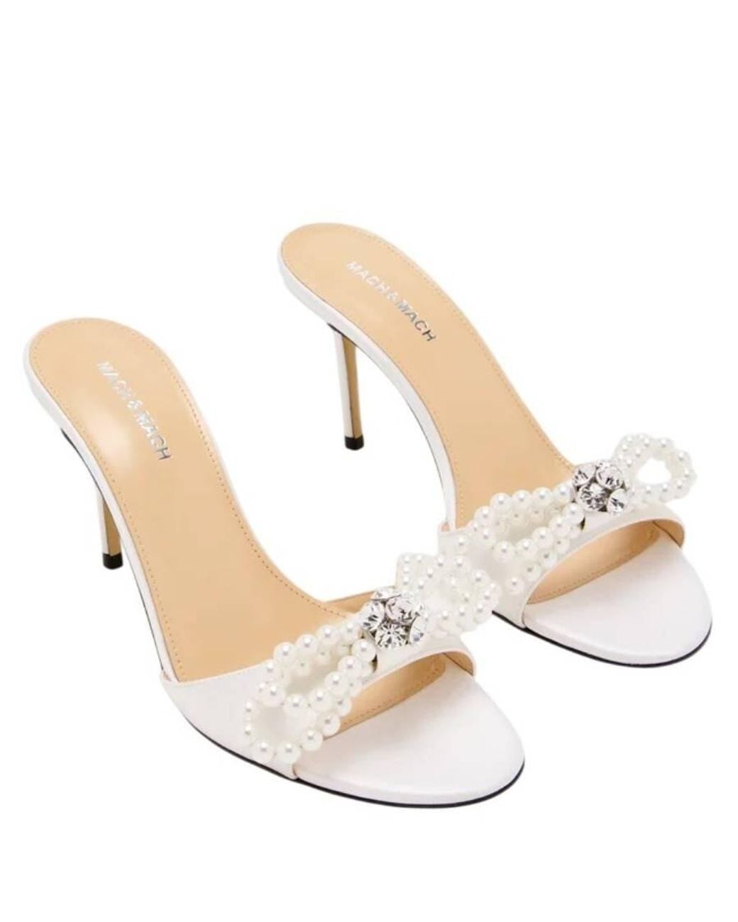 Mach & Mach Double Bow 85 Mules in Natural | Lyst