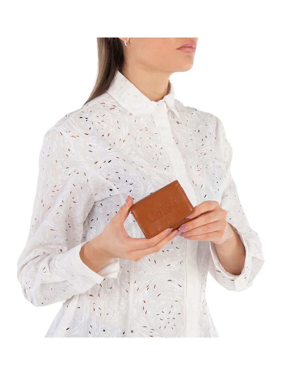 Chloé Small Tri-Fold Leather Wallet in Brown | Lyst