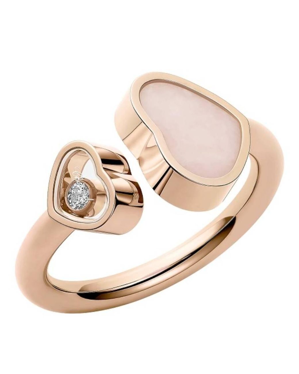 Chopard 18K Rose Happy Hearts Diamond Ring in Metallic | Lyst