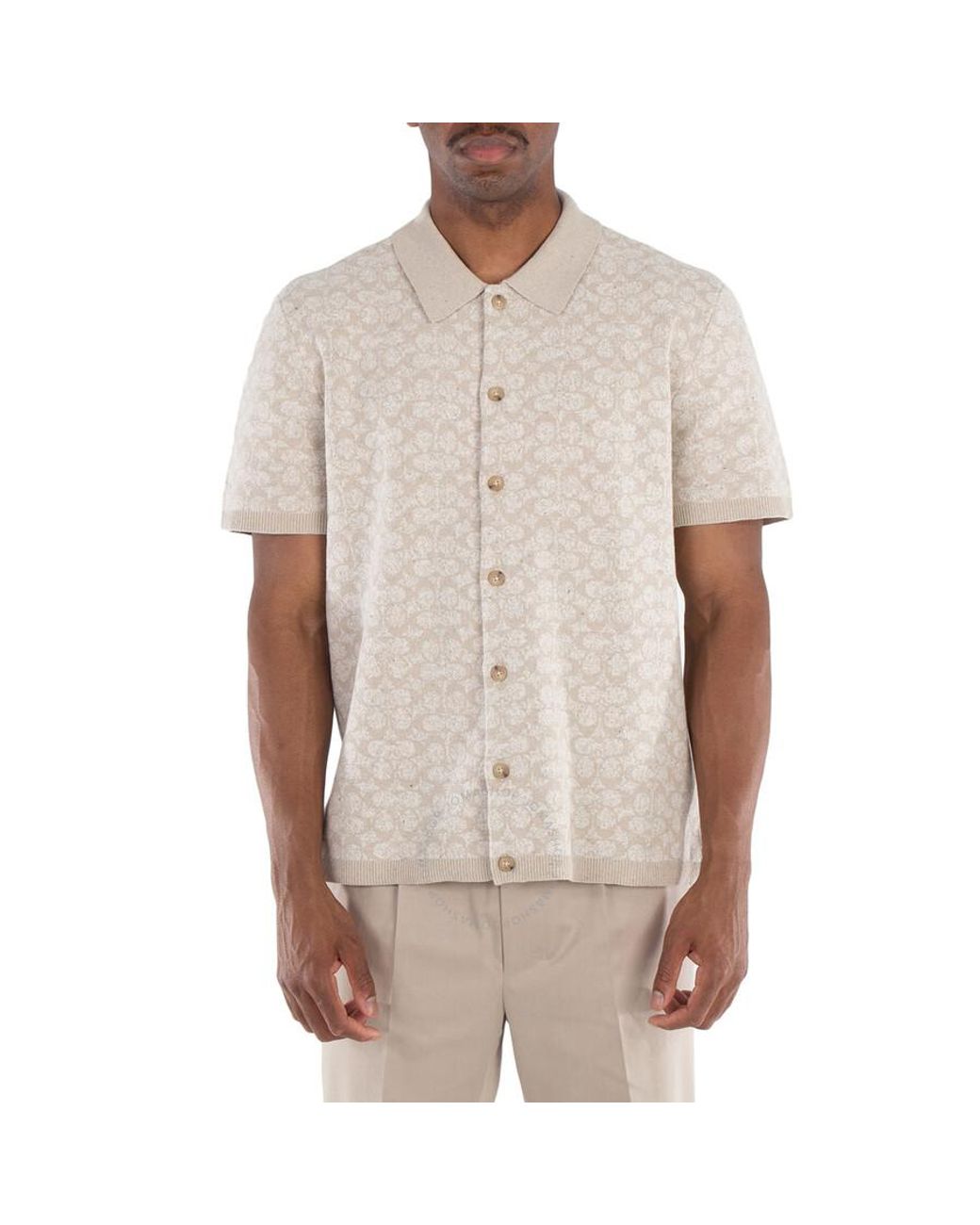 COACH Signature Button-down Polo Shirt in Natural for Men | Lyst