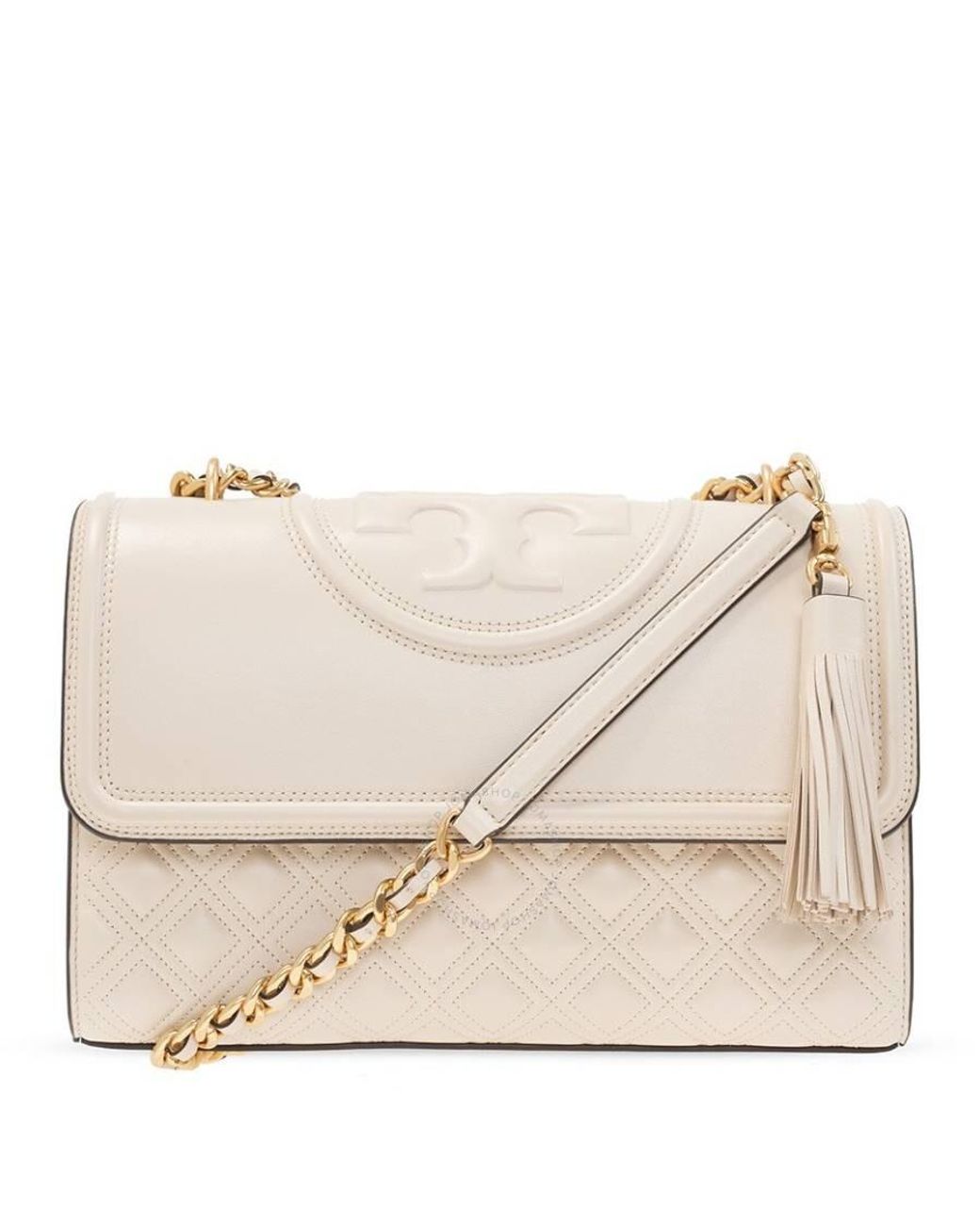 Tory Burch New Cream Fleming Convertible Leather Shoulder Bag in ...