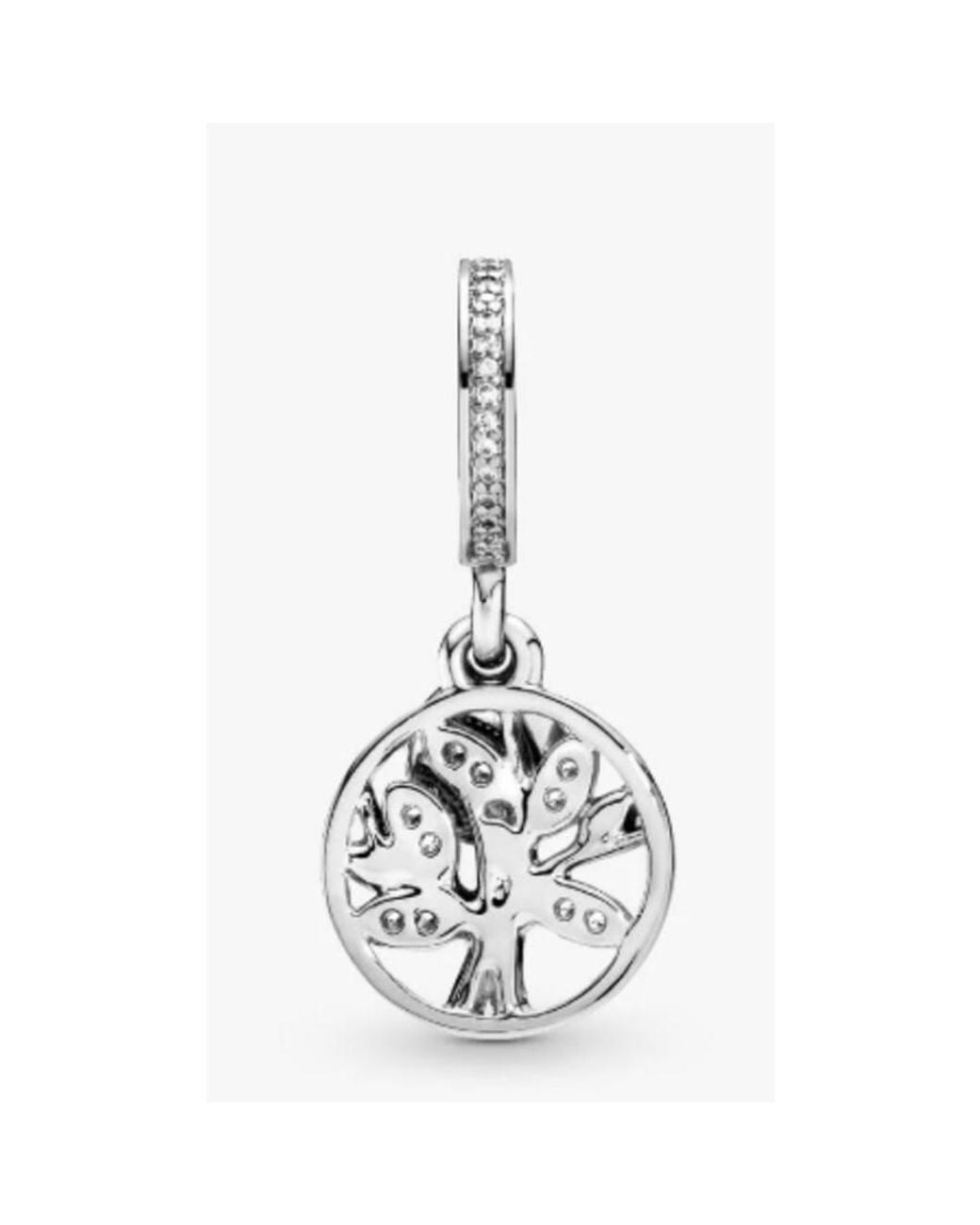 PANDORA Sparkling Family Tree Dangle Charm in White | Lyst