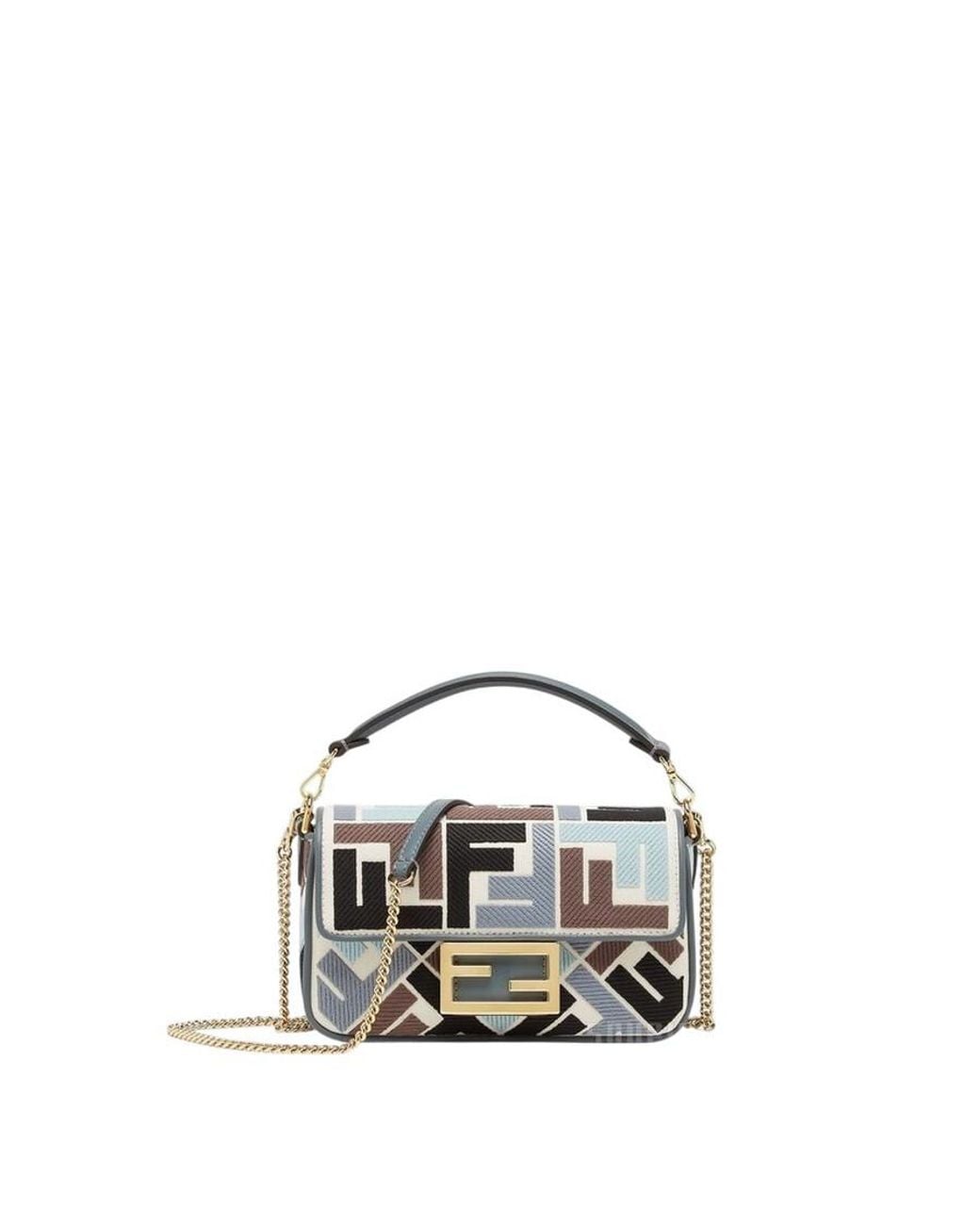 Fendi Ff Mini Baguette Bag in Metallic | Lyst