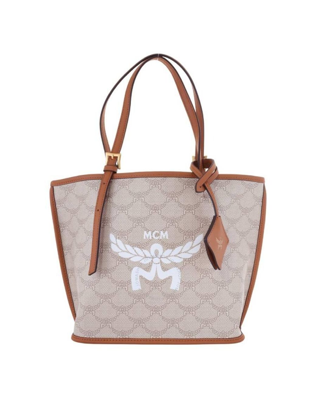 MCM Lauretos Mini Himmel Shopper Tote Bag in Brown | Lyst