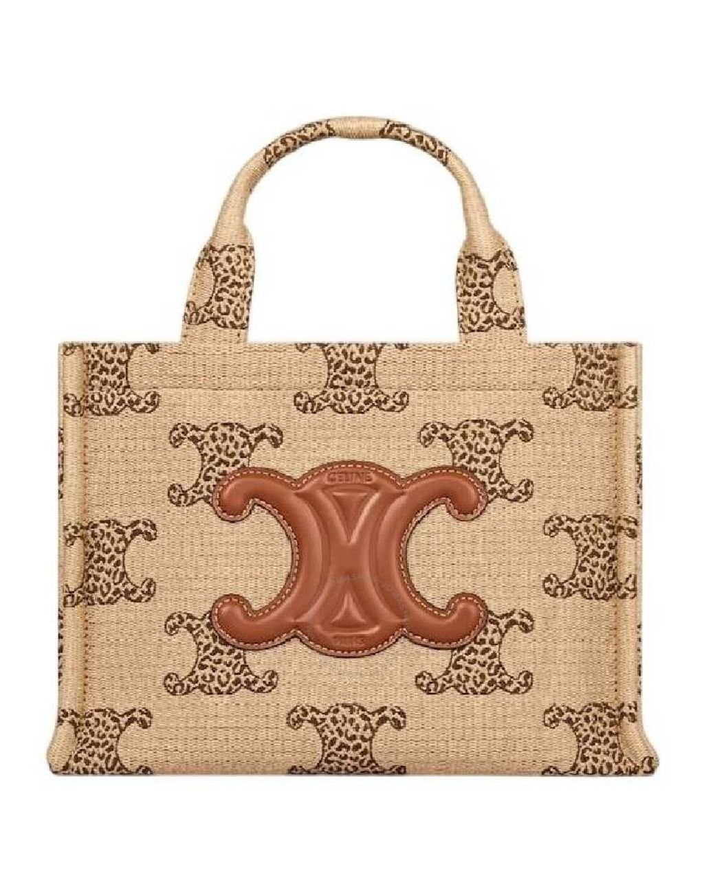 Celine Triomphe Raffia-Effect Textile Handbag in Metallic | Lyst UK