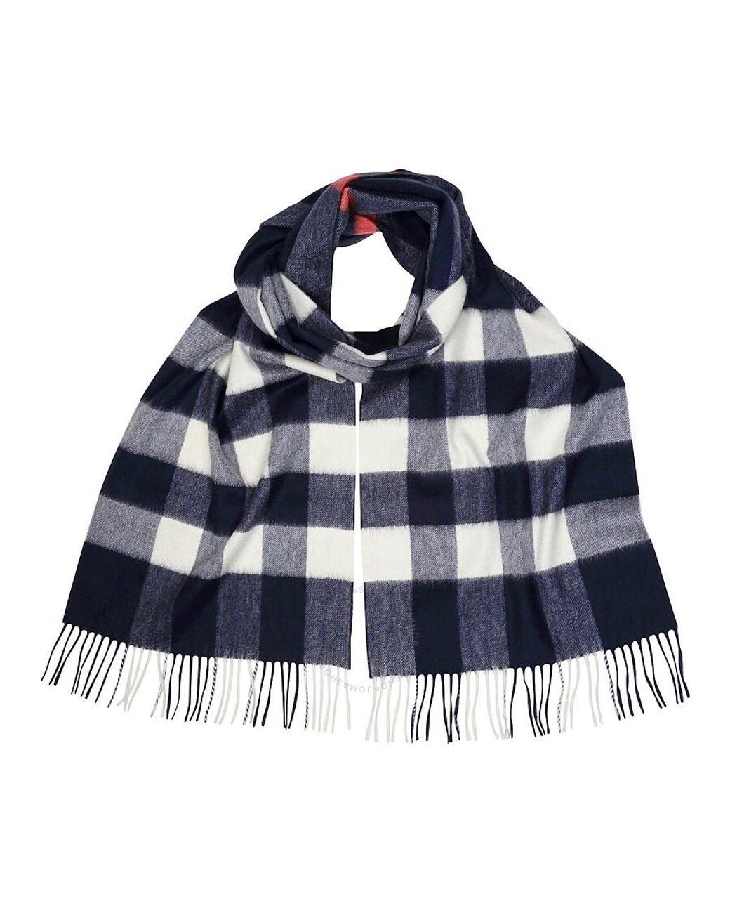 Burberry Giant Exploded Navy Check Cashmere Scarf in Blue | Lyst