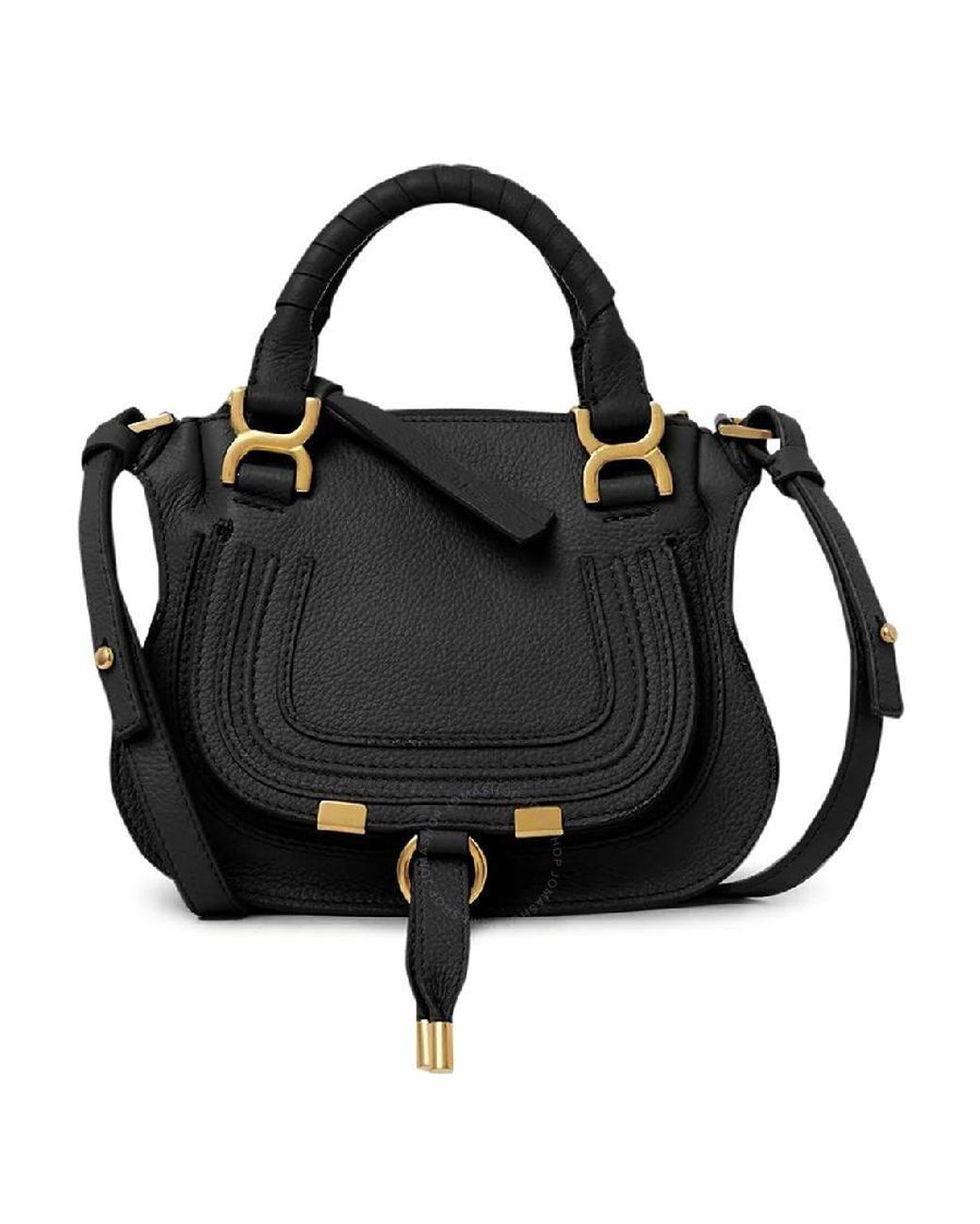 Chloé Marcie Mini Double Carry Leather Bag in Black | Lyst
