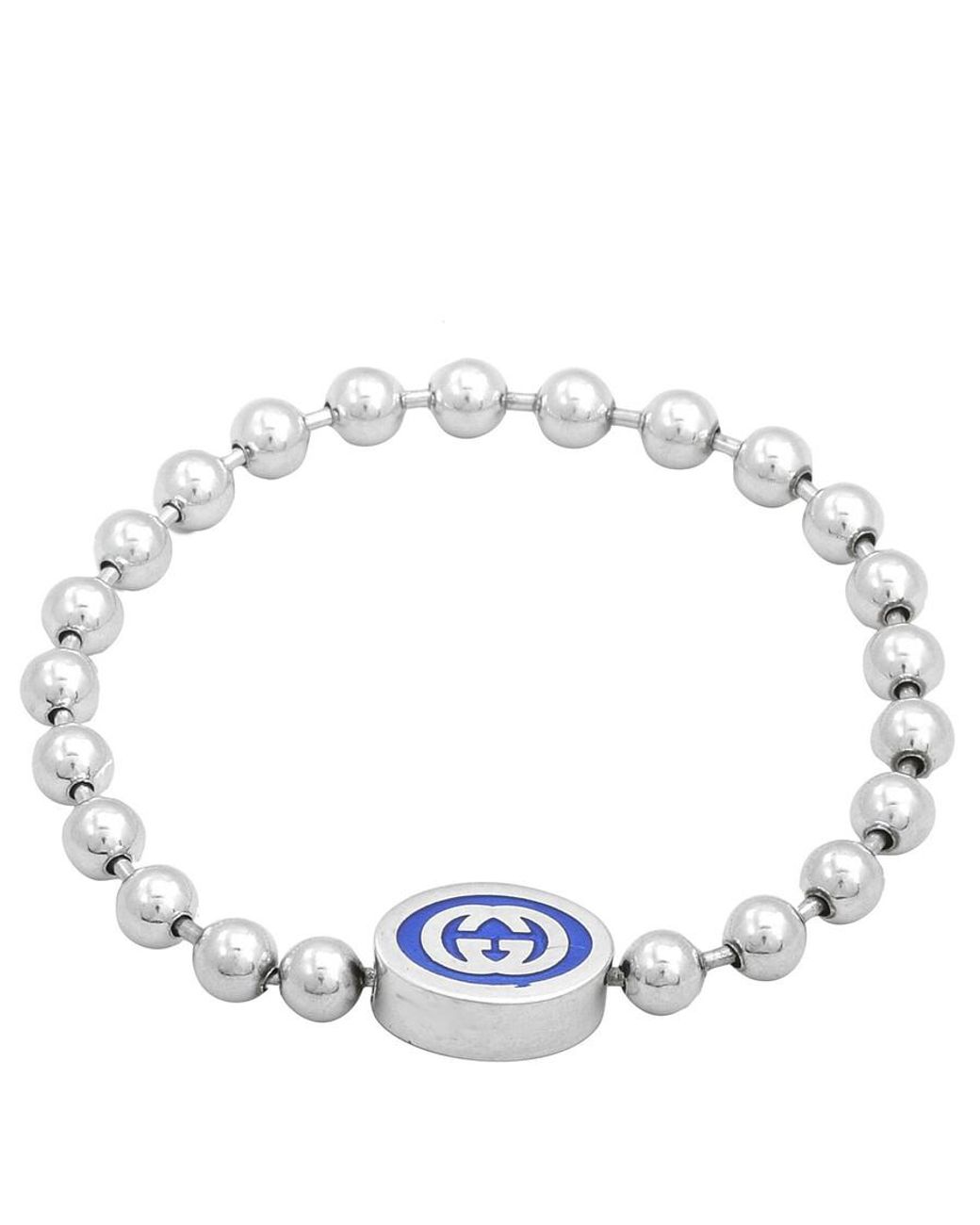 Gucci Interlocking G Boule Chain Sterling Enamel Bracelet in Blue | Lyst