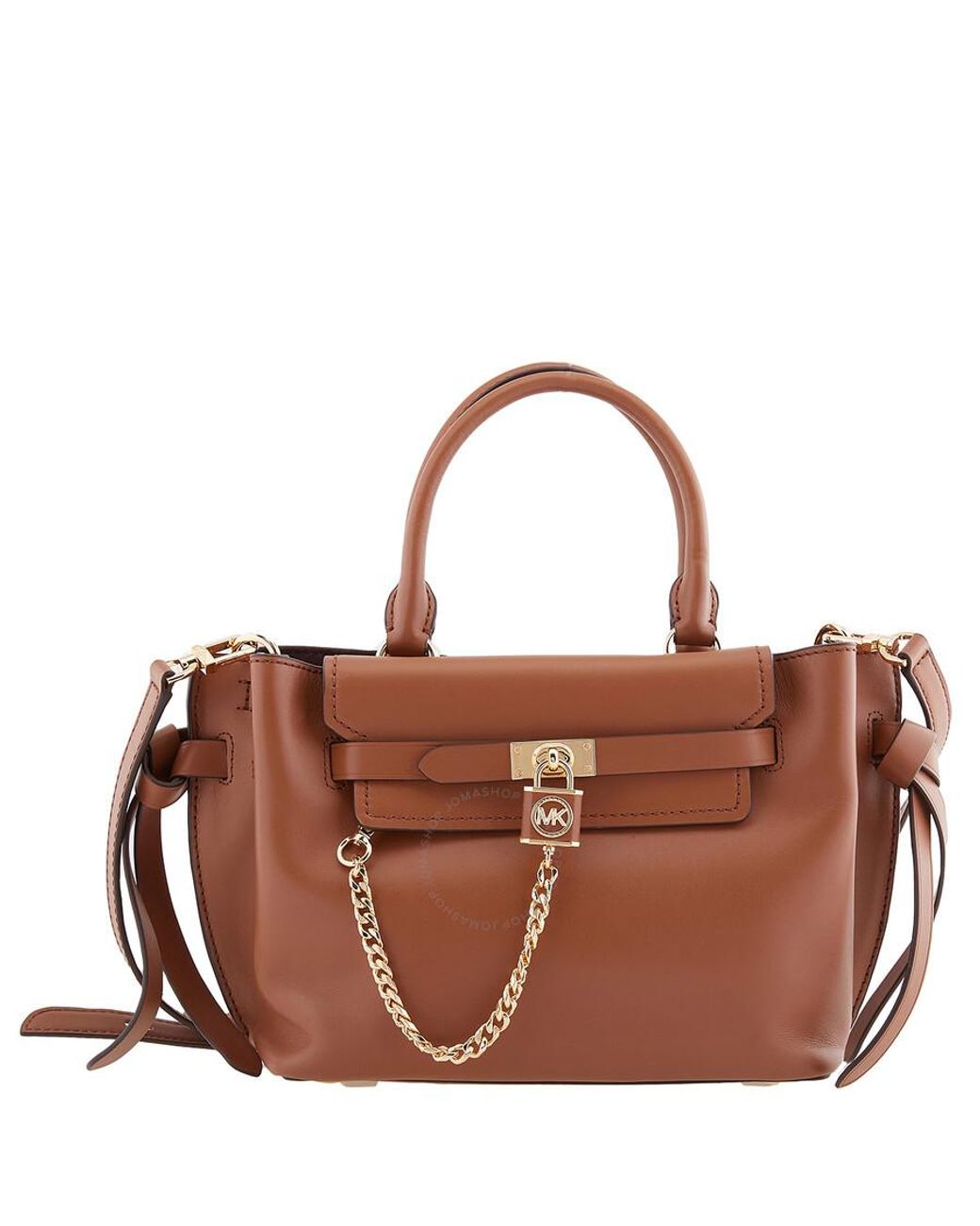 Michael Kors Hamilton Legacy Small Leather Belted Satchel in Brown | Lyst