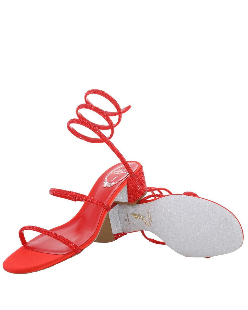 Rene Caovilla Rene Caovilla Cleo Crystal-Embellished Sandals in Red ...