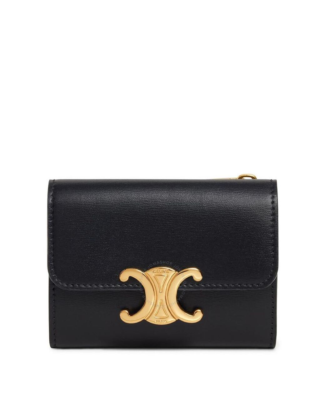 Celine Compact Wallet With Coin Triomphe in Black | Lyst