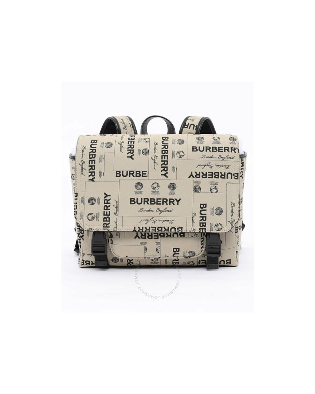 Burberry Logo Printed Messenger Backpack in Natural | Lyst