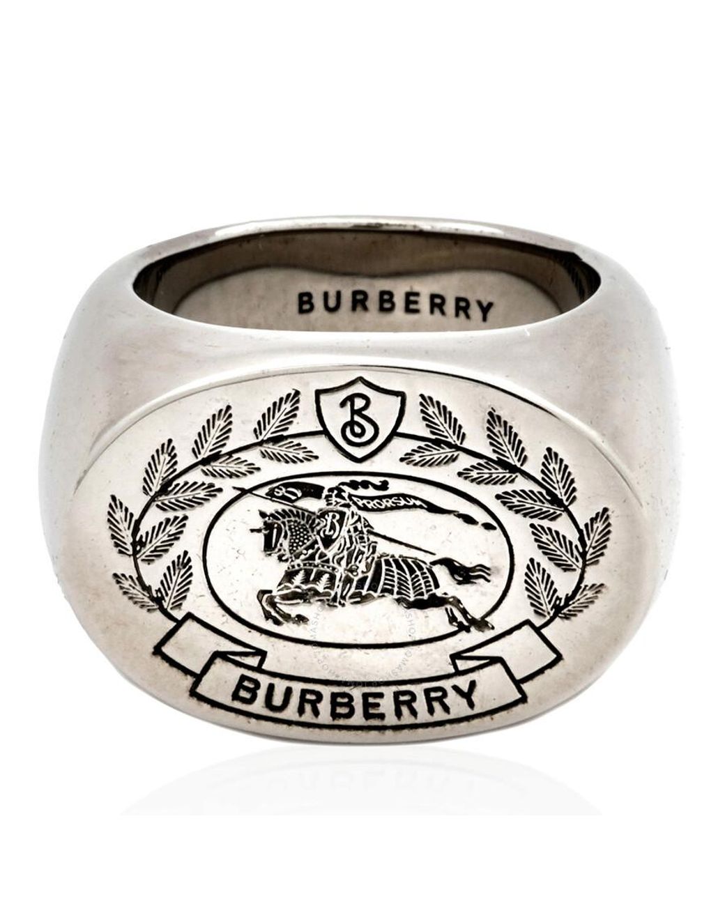 Burberry Engraved Ekd Palladium-Plated Signet Ring in Metallic for Men ...