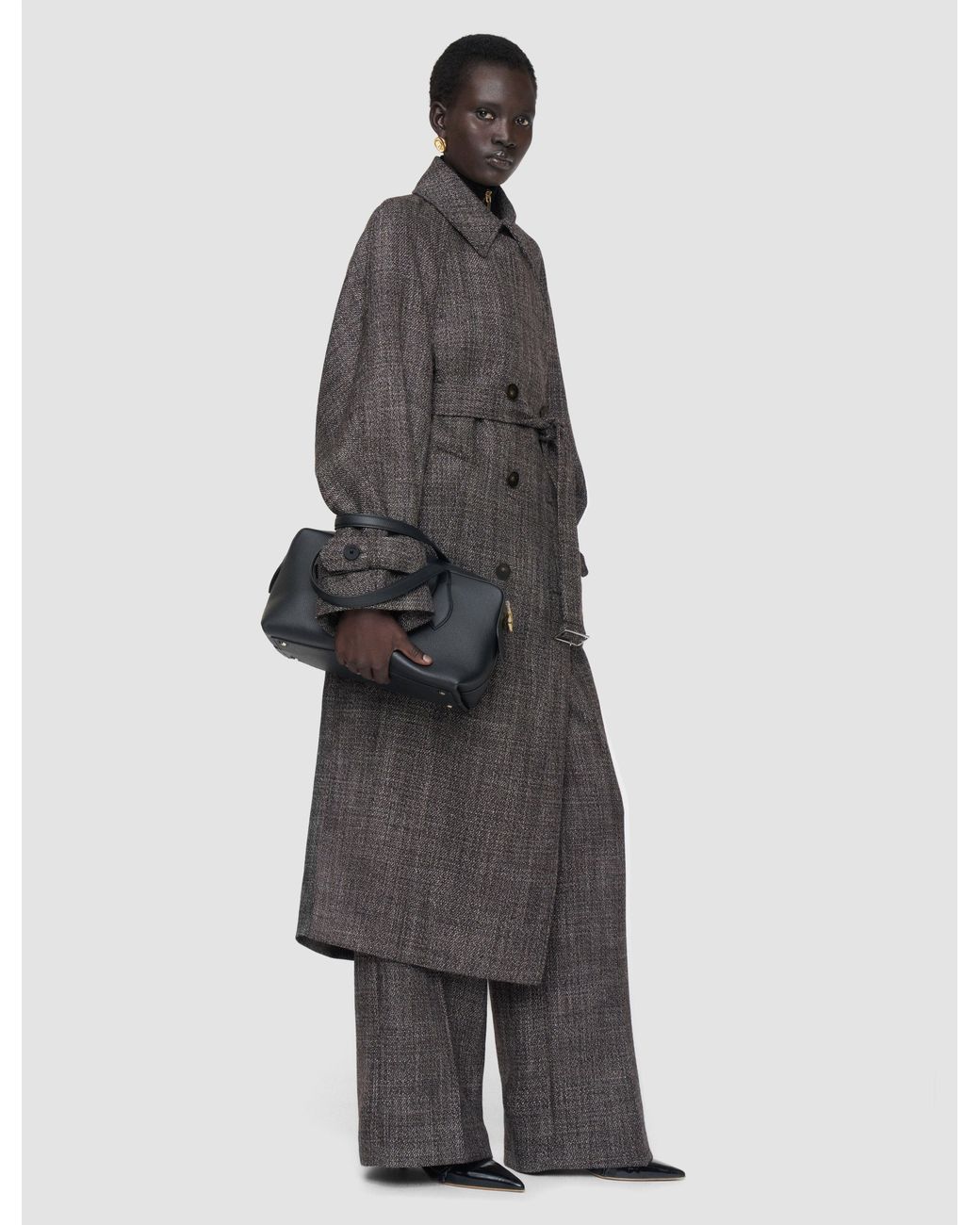 JOSEPH Laurin Textured Tailoring Wool Coat in Brown | Lyst UK