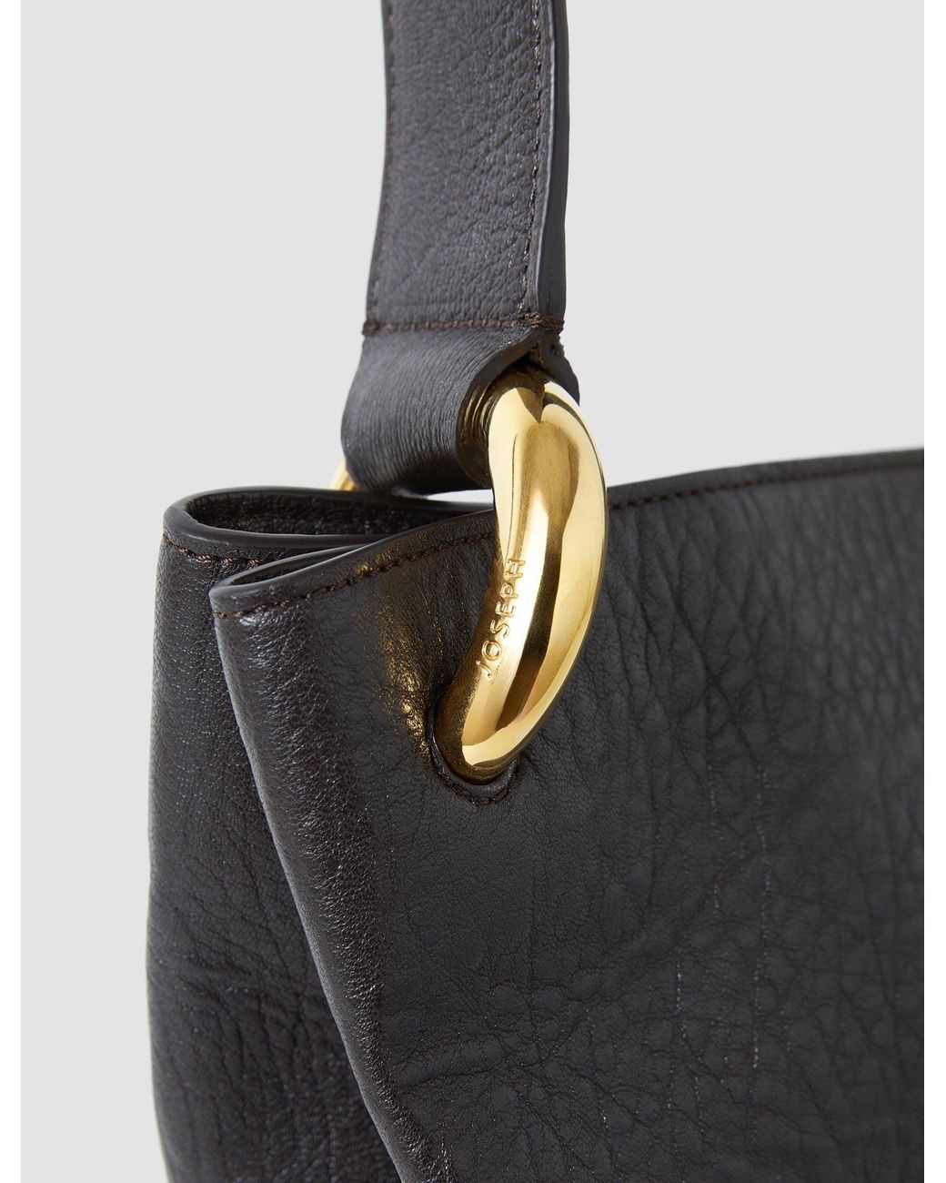 JOSEPH Bucket Pebble Leather Bag in Black | Lyst UK