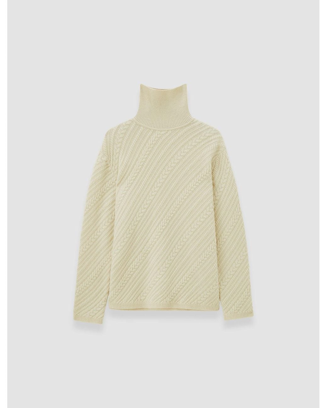 JOSEPH Cable Knit Merino Wool Jumper in White | Lyst UK