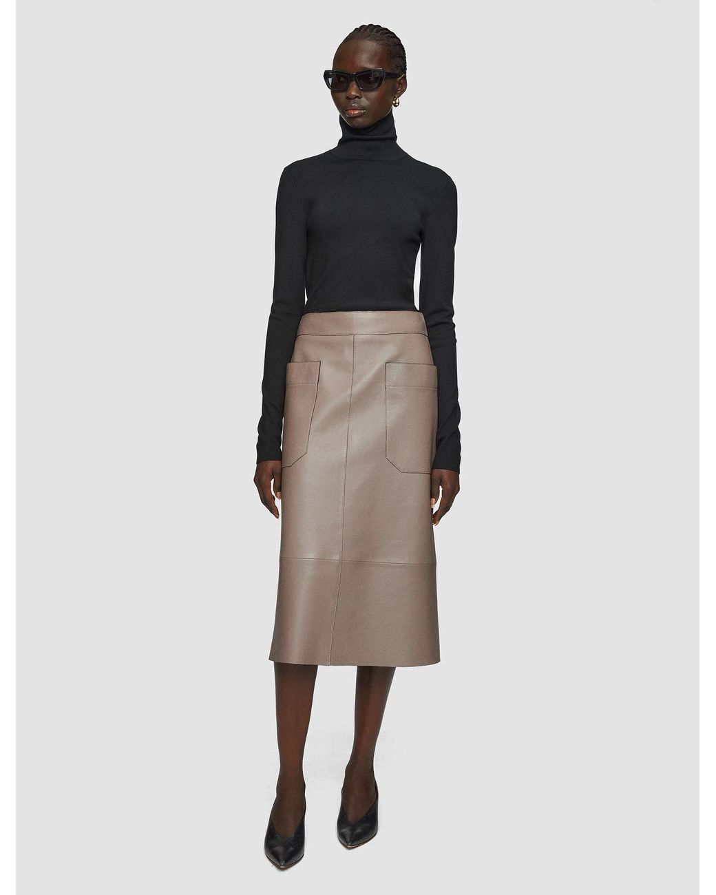 JOSEPH Blomfield Nappa Leather Skirt in Natural | Lyst