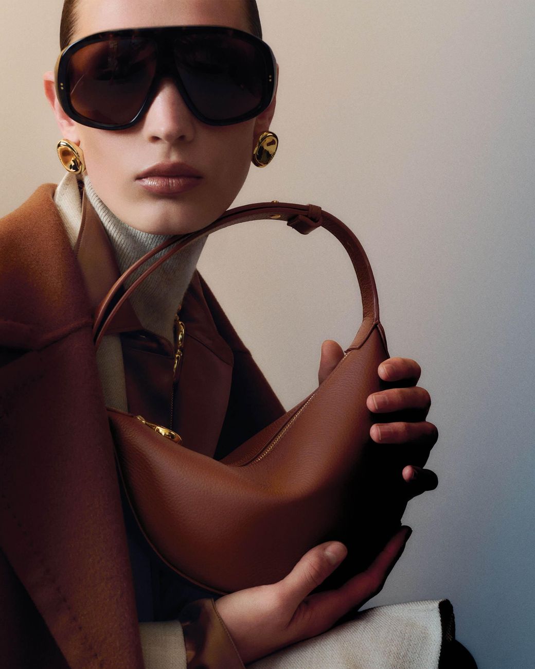 JOSEPH Bean Leather Bag in Brown | Lyst