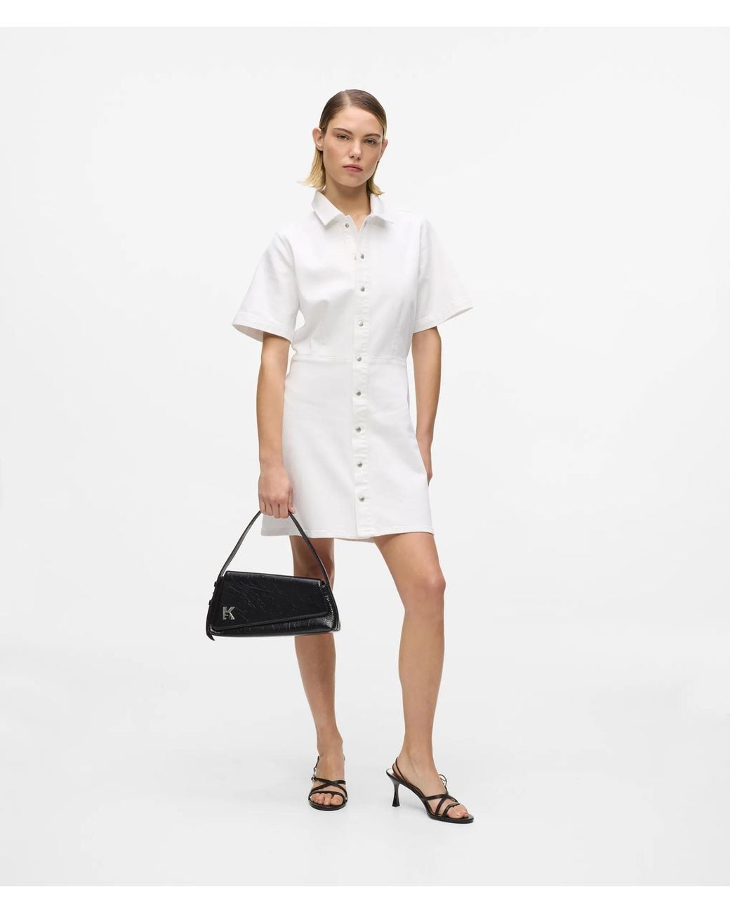 KL Jeans Geo High-Shine Flap Bag in Black | Lyst