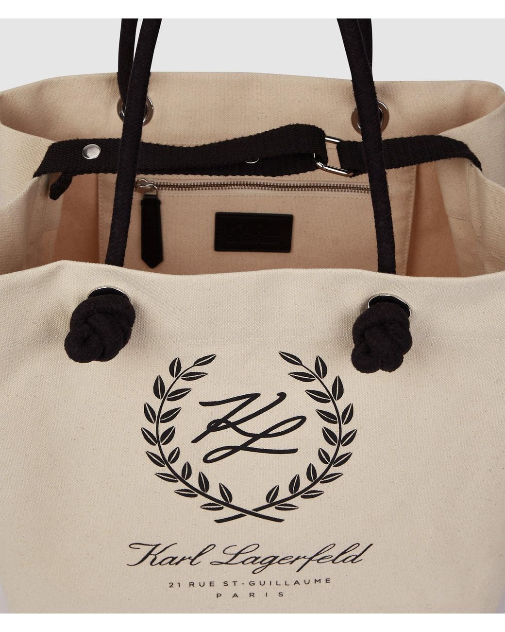 KARL LAGERFELD Hotel Karl Crest Beach Bag in Natural | Lyst