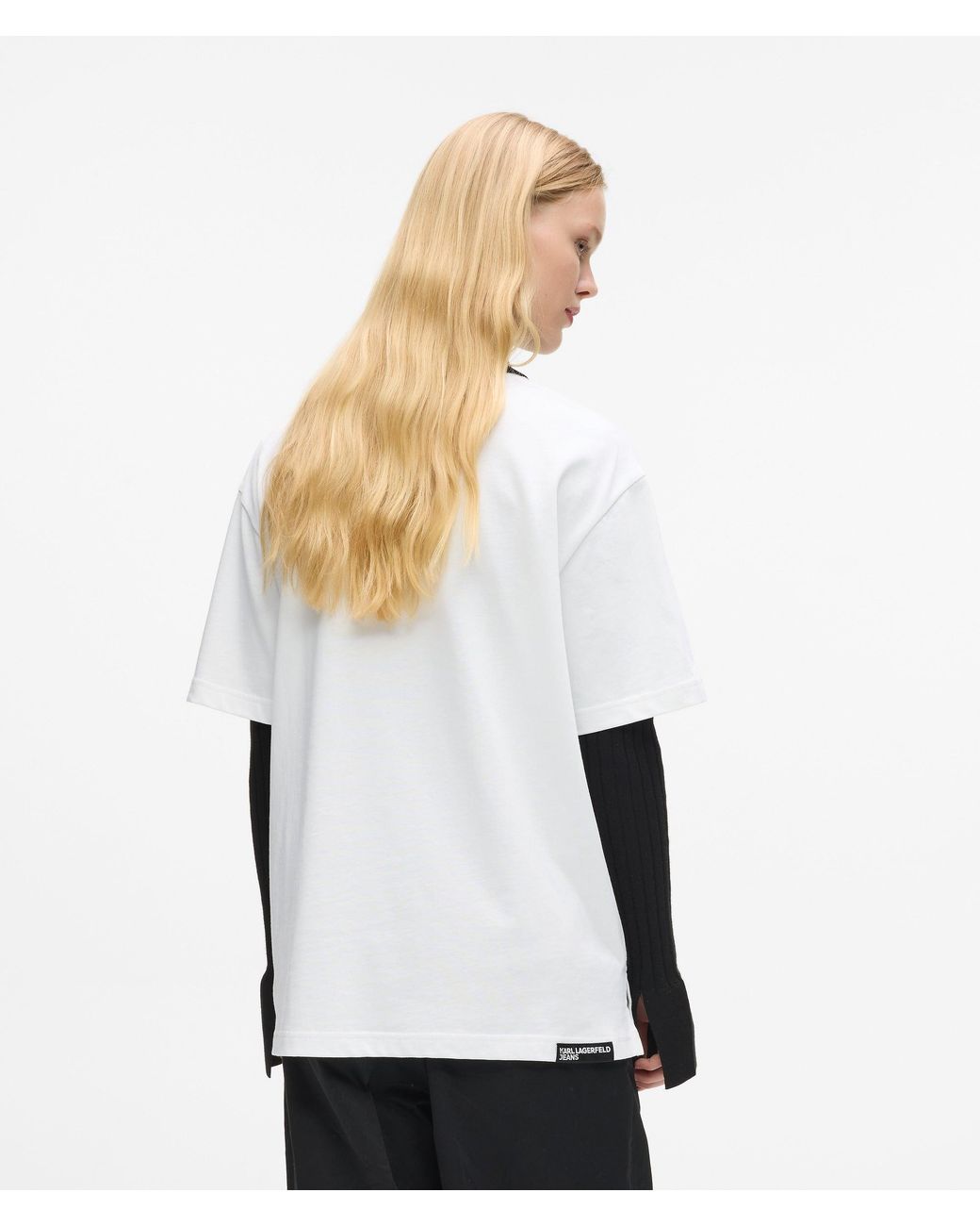KL Jeans Digitized Karl T-Shirt in White | Lyst UK