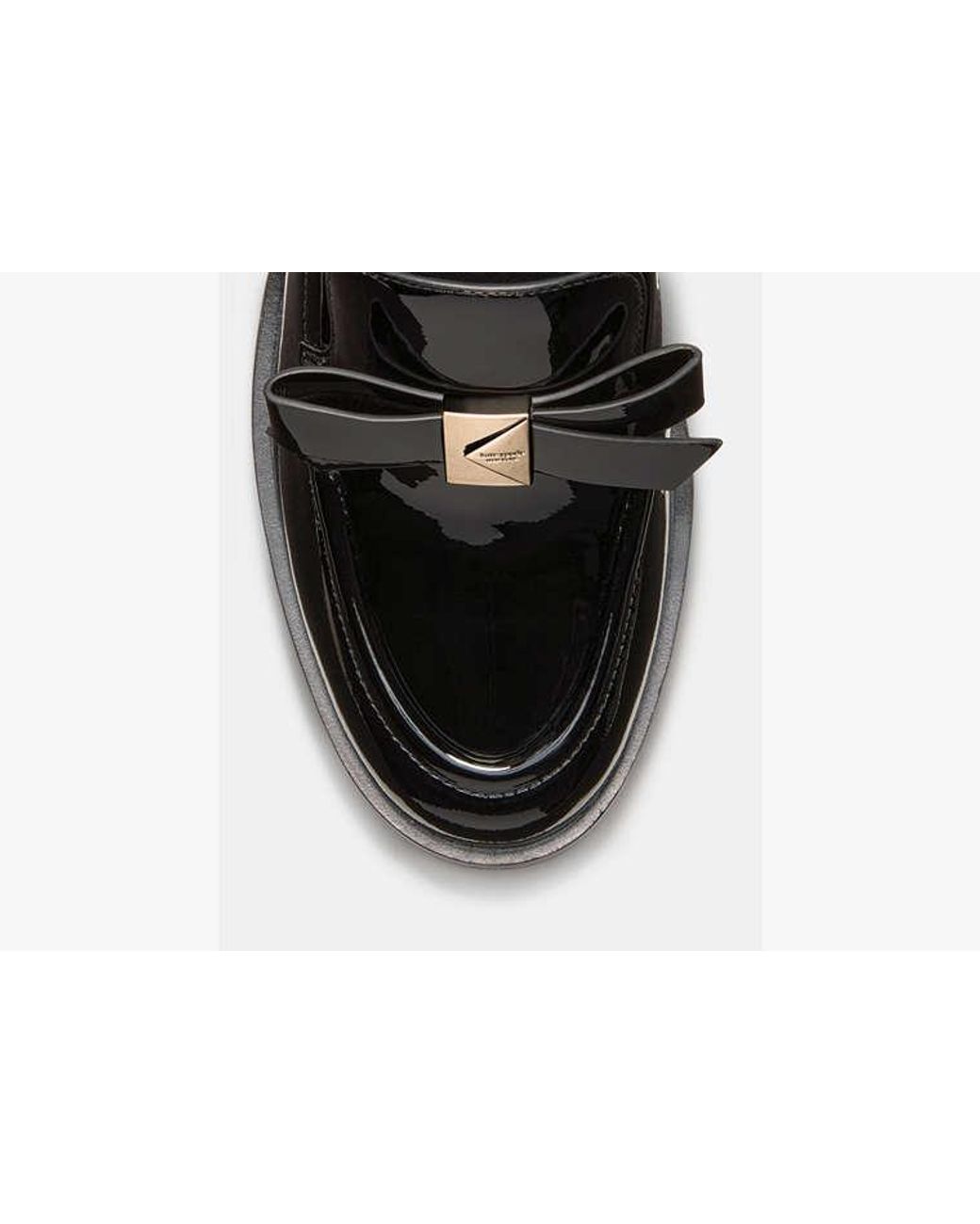Kate Spade Deco Bow Heeled Loafer in Black | Lyst