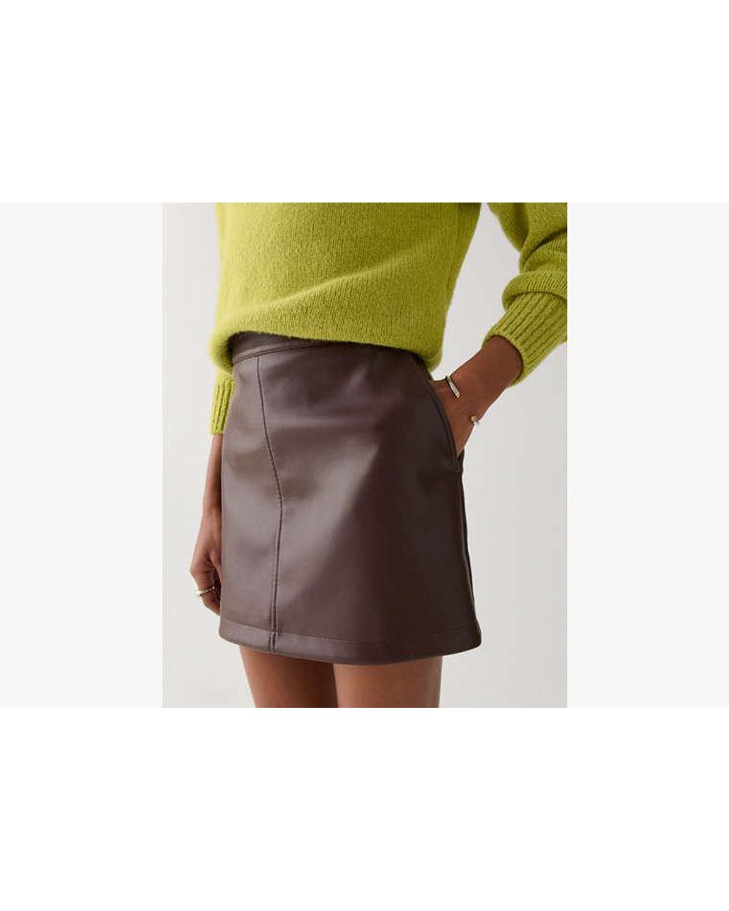 Kate Spade Faux Nappa Mini Skirt in Brown | Lyst