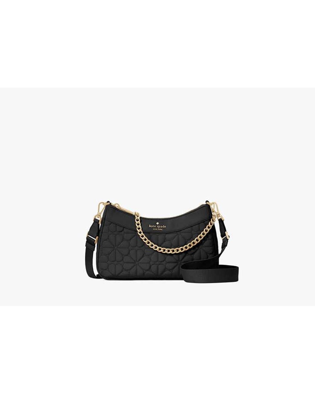 Kate Spade Flower Quilted Fabric Convertible Crossbody in Black | Lyst