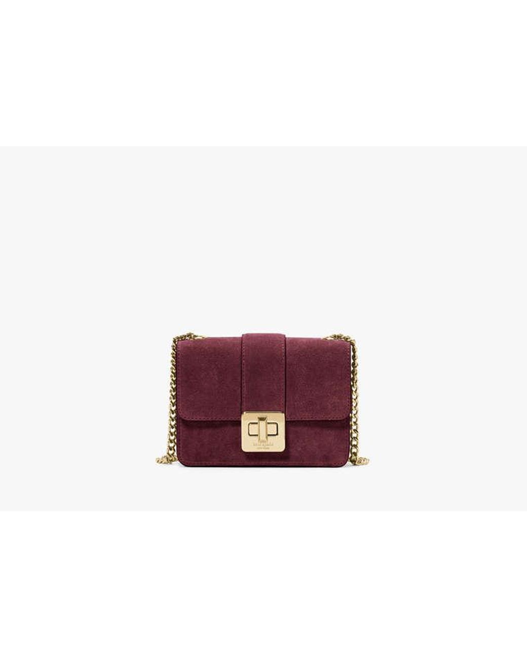 Kate Spade Phoebe Suede Turnlock Mini Flap Crossbody in Red | Lyst