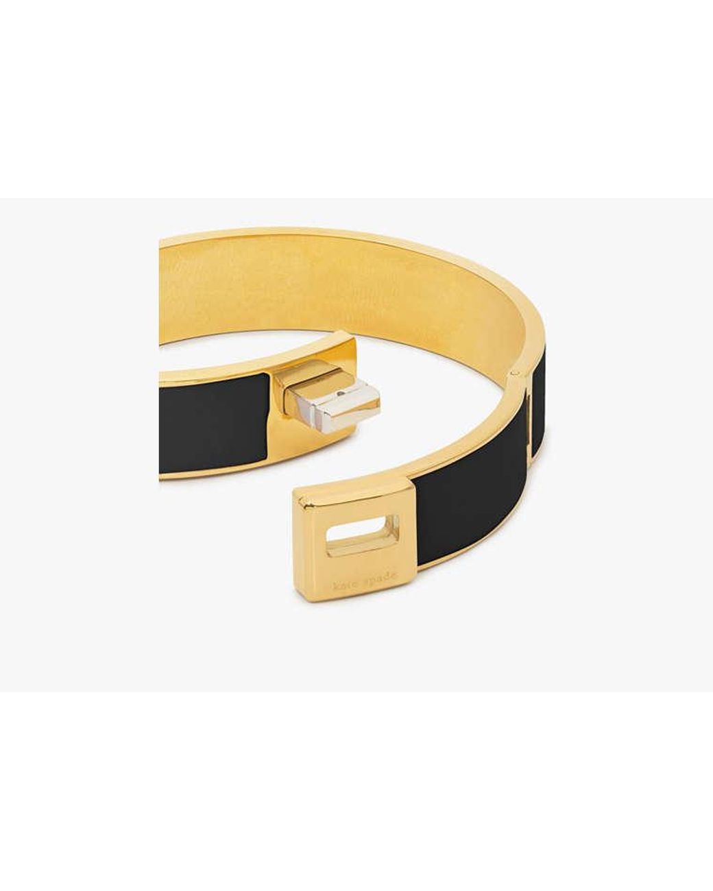 Kate Spade Phoebe Enamel Turnlock Bangle in Black | Lyst