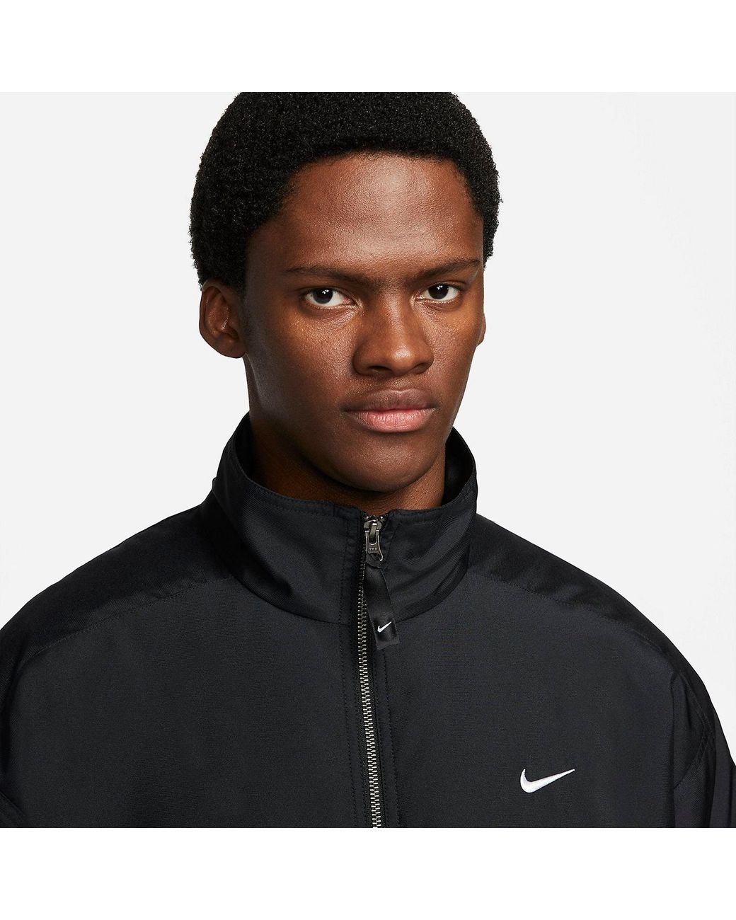 Nike Lab Solo Swoosh Satin Bomber Jacket Kumquat' in Black for Men ...