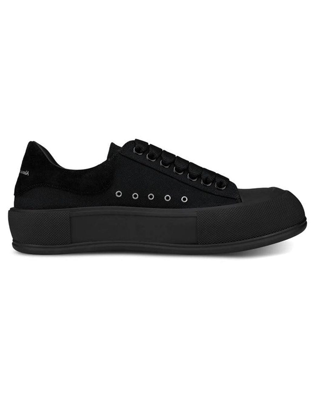 McQueen Deck Skate Plimsoll Lace Up 'Triple' in Black for Men | Lyst