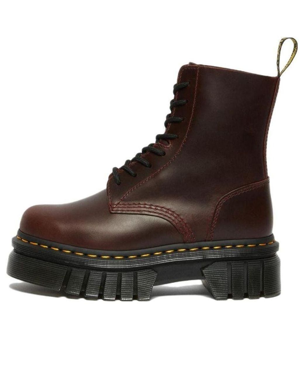 Dr. Martens Audrick Brando Leather Platform Lace Up Boots in Brown | Lyst