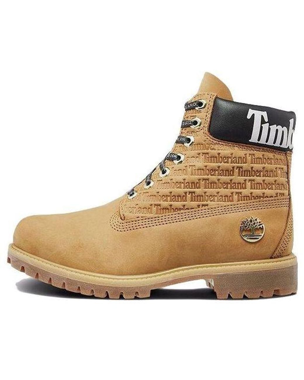 Timberland 6-Inch Premium Logo Wide-Fit Boots 'Wheat Nubuck' in Natural ...