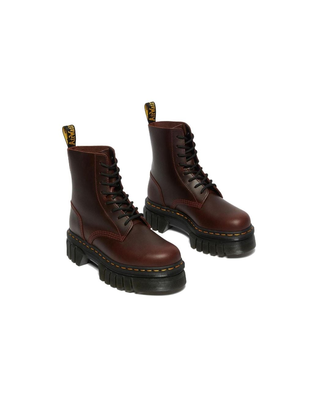 Dr. Martens Audrick Brando Leather Platform Lace Up Boots in Brown | Lyst