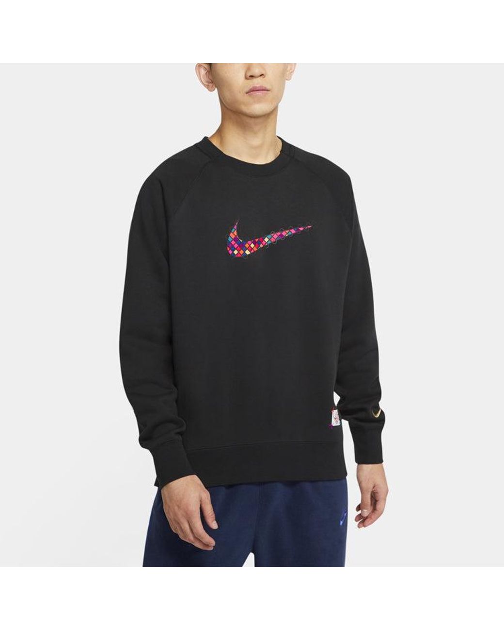 Nike Sportswear Front Swoosh Casual Sports Crew-Neck in Black for Men ...