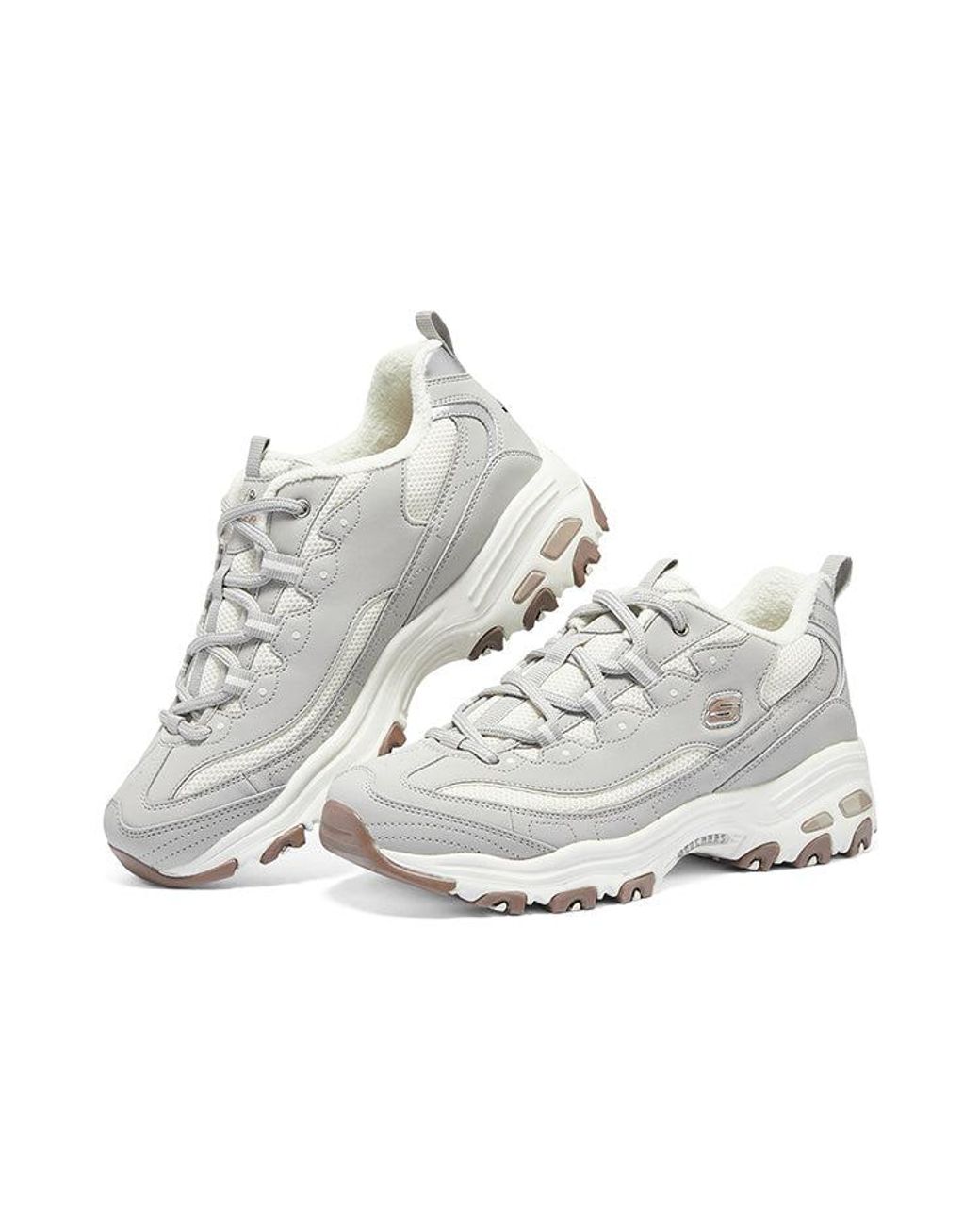 Skechers (Wmns) D'Lites-Looking Glass Marathon Running Shoes in White ...