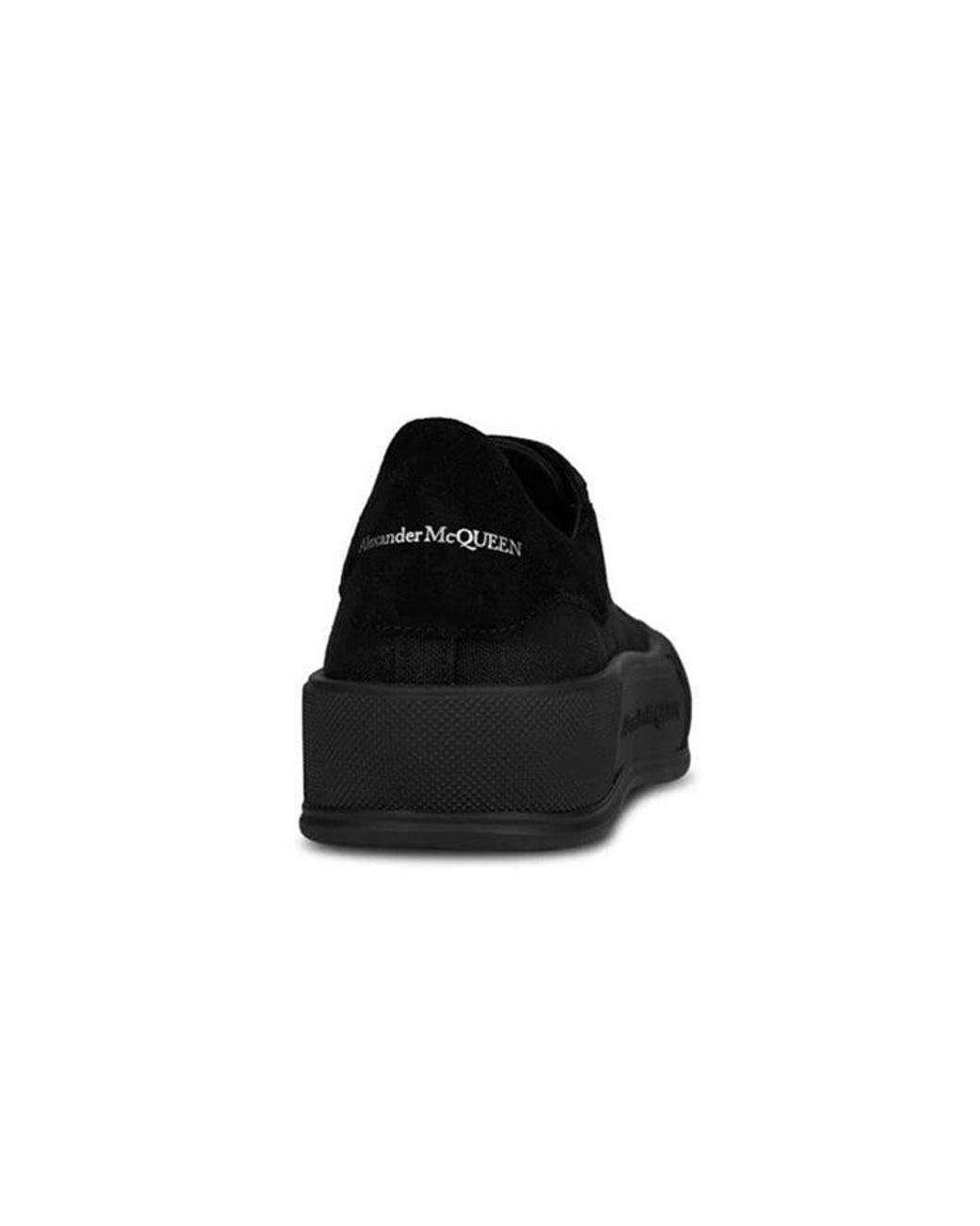 McQueen Deck Skate Plimsoll Lace Up 'Triple' in Black for Men | Lyst