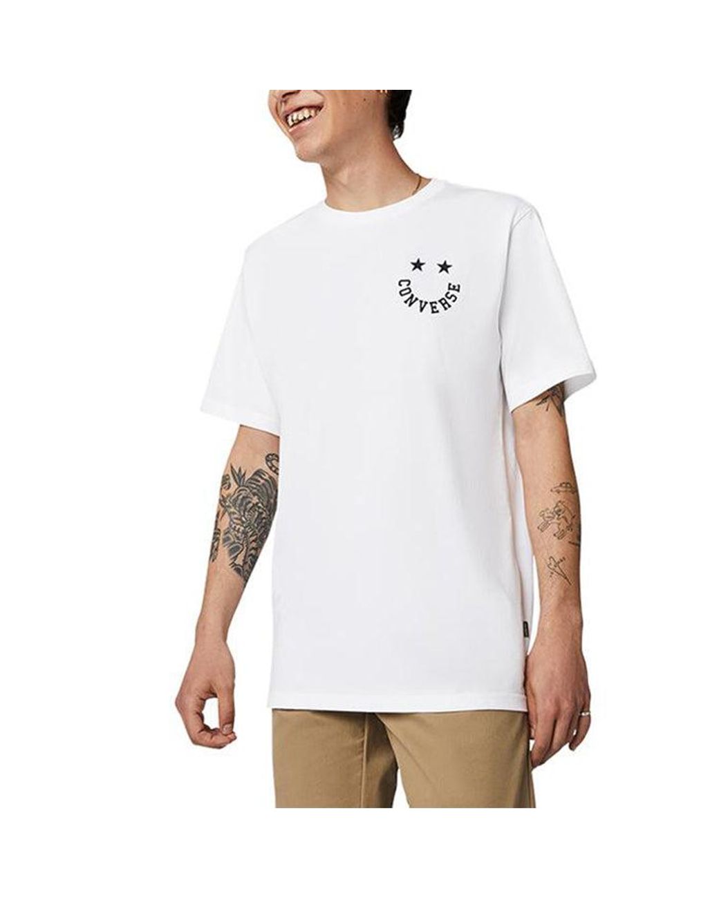 Converse Smiling Face Pattern Sports Short Sleeve in White for Men ...