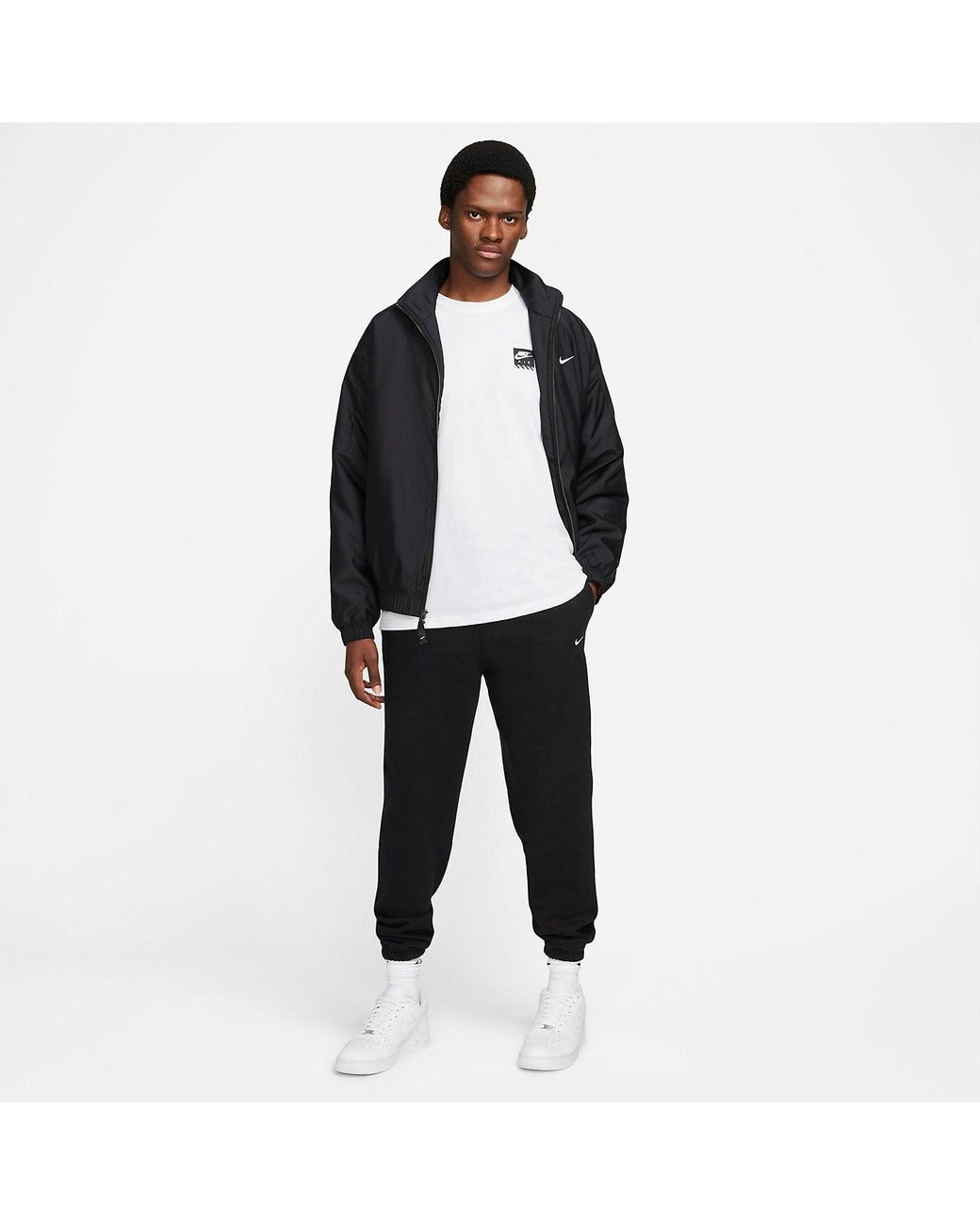 Nike Lab Solo Swoosh Satin Bomber Jacket Kumquat' in Black for Men ...