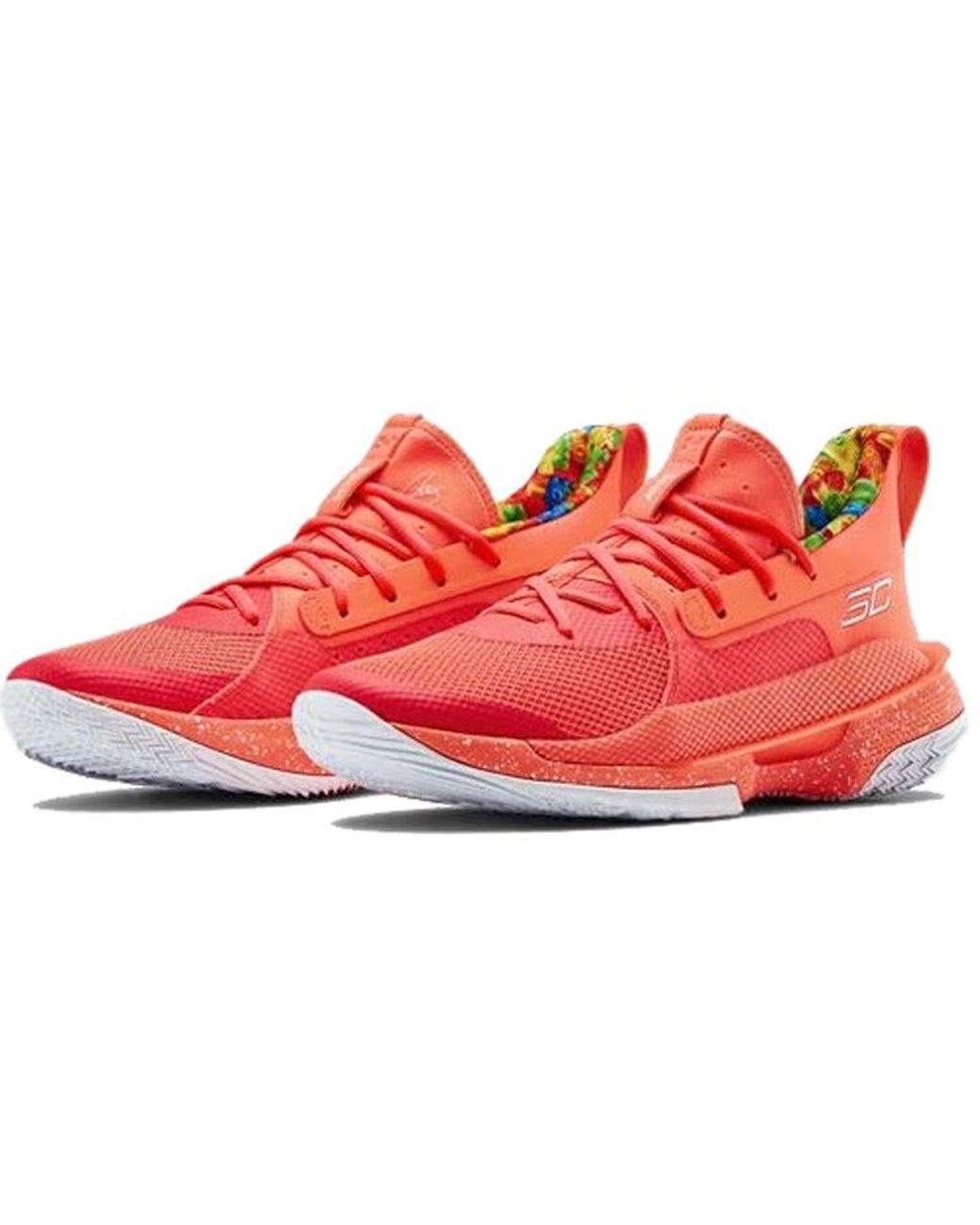 Under Armour X Sour Patch Kids Curry 7 'Peach Plasma' in Red for Men | Lyst