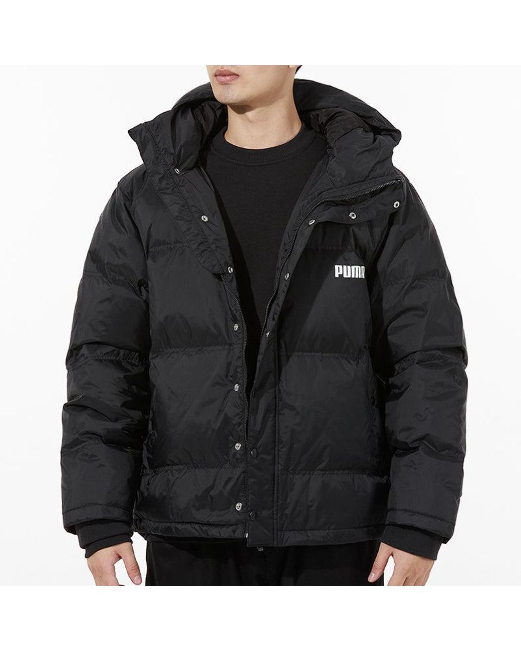 PUMA Logo Puffer Jacket in Blue for Men | Lyst