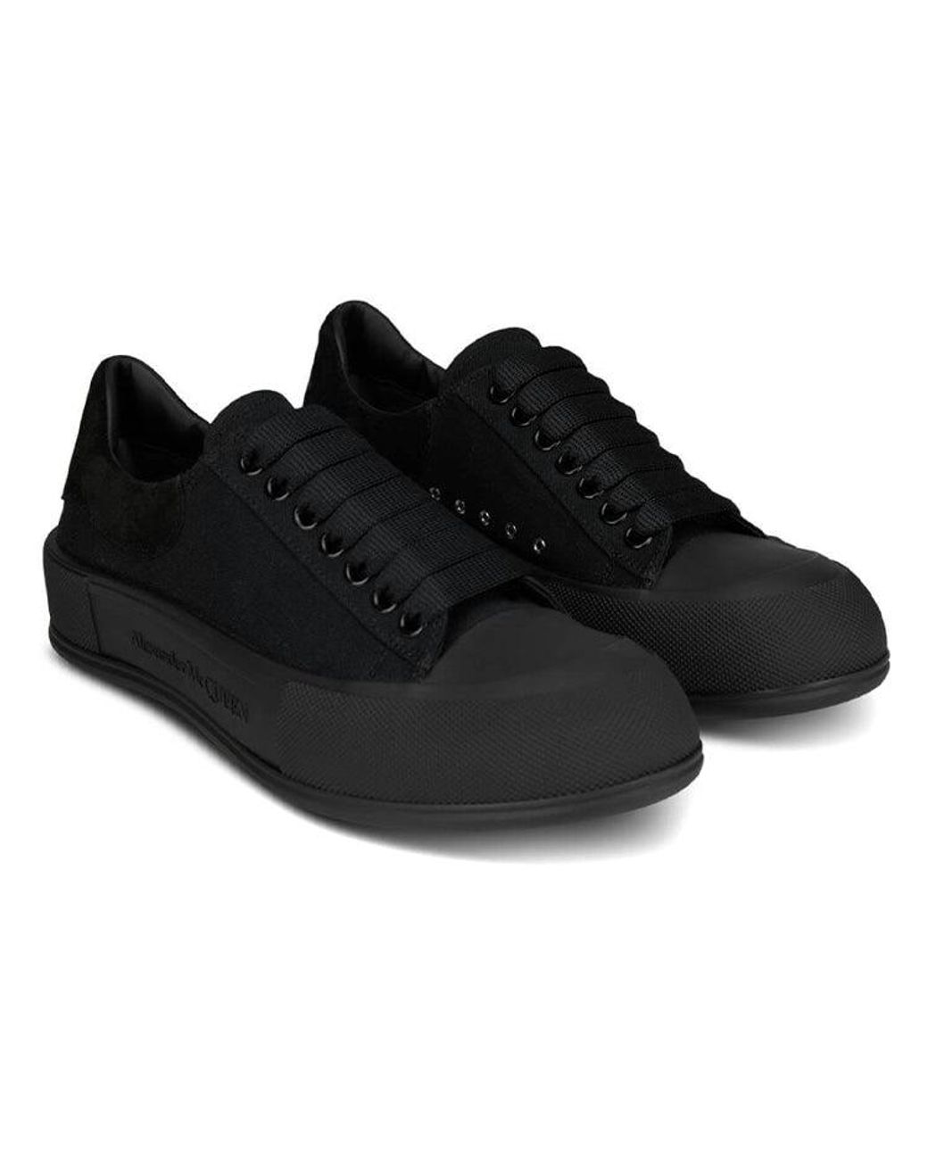 McQueen Deck Skate Plimsoll Lace Up 'Triple' in Black for Men | Lyst