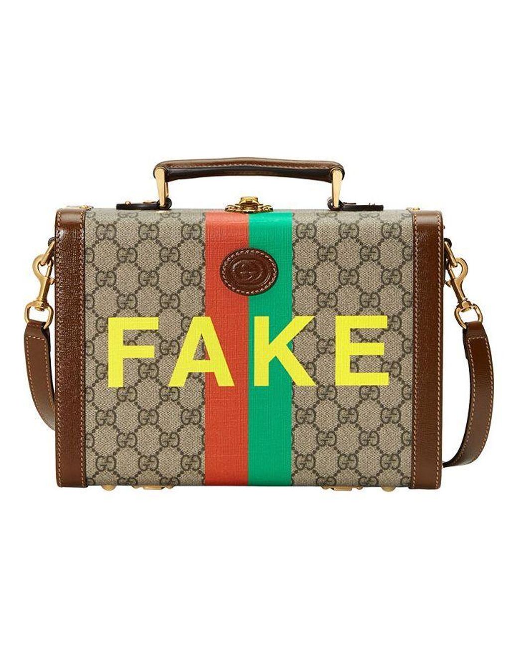 Gucci Fake Not Series Alphabet Stripe Printing Logo Leather Logo Canvas ...