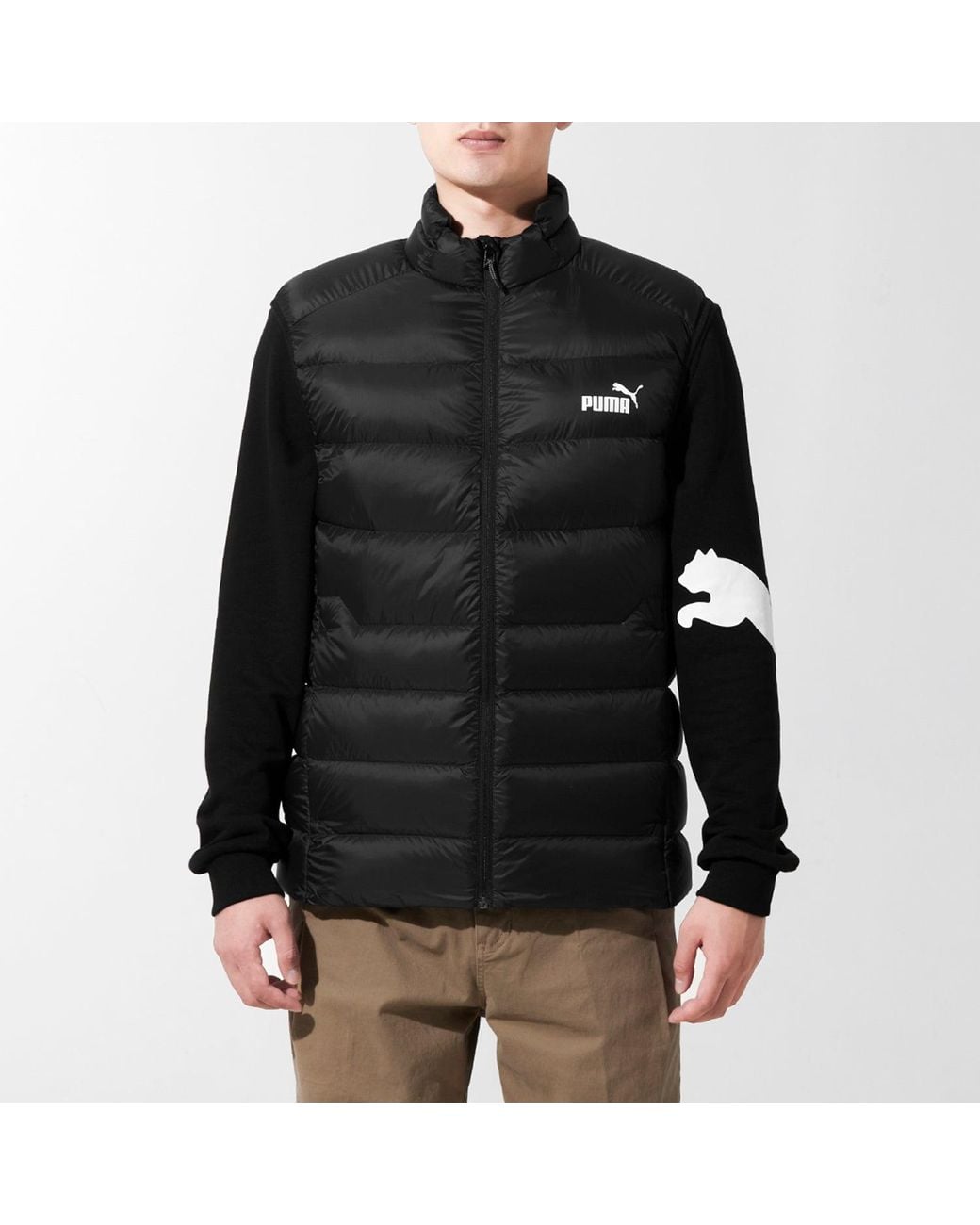 PUMA Logo Down Vest in Black for Men | Lyst