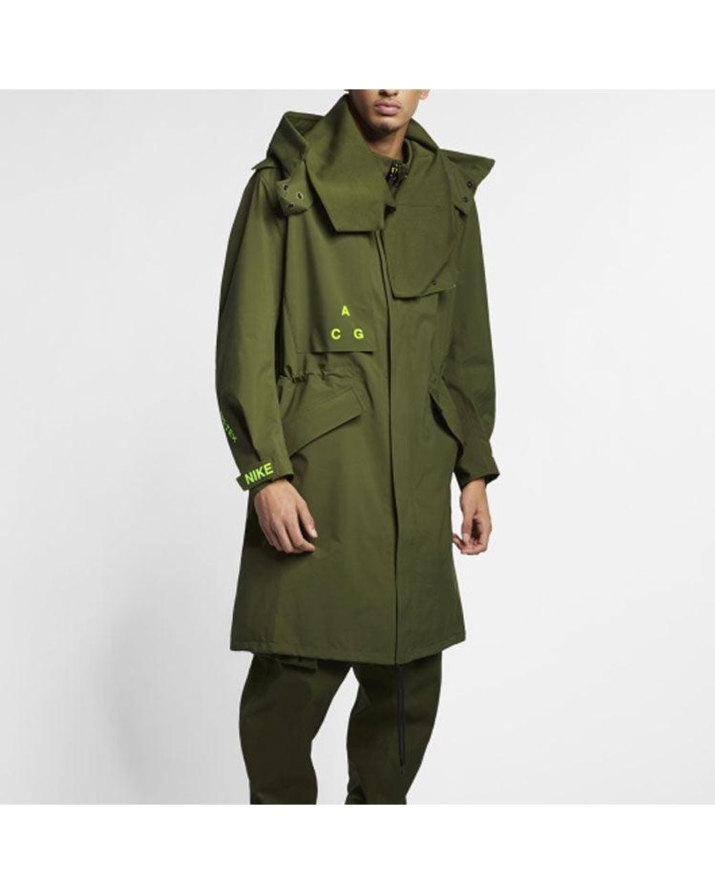 Nike Lab Acg Gore-tex Casual Hooded Long Jacket Olive in Green for Men ...
